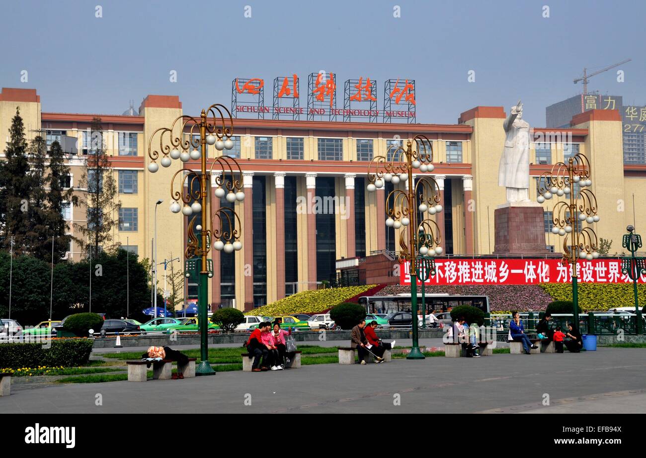 Chengdu,China: Sichuan Science and Technology Museum and Chairman Mao ...