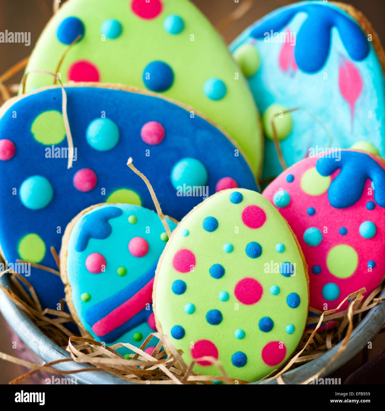 Colorful Easter egg cookies Stock Photo - Alamy