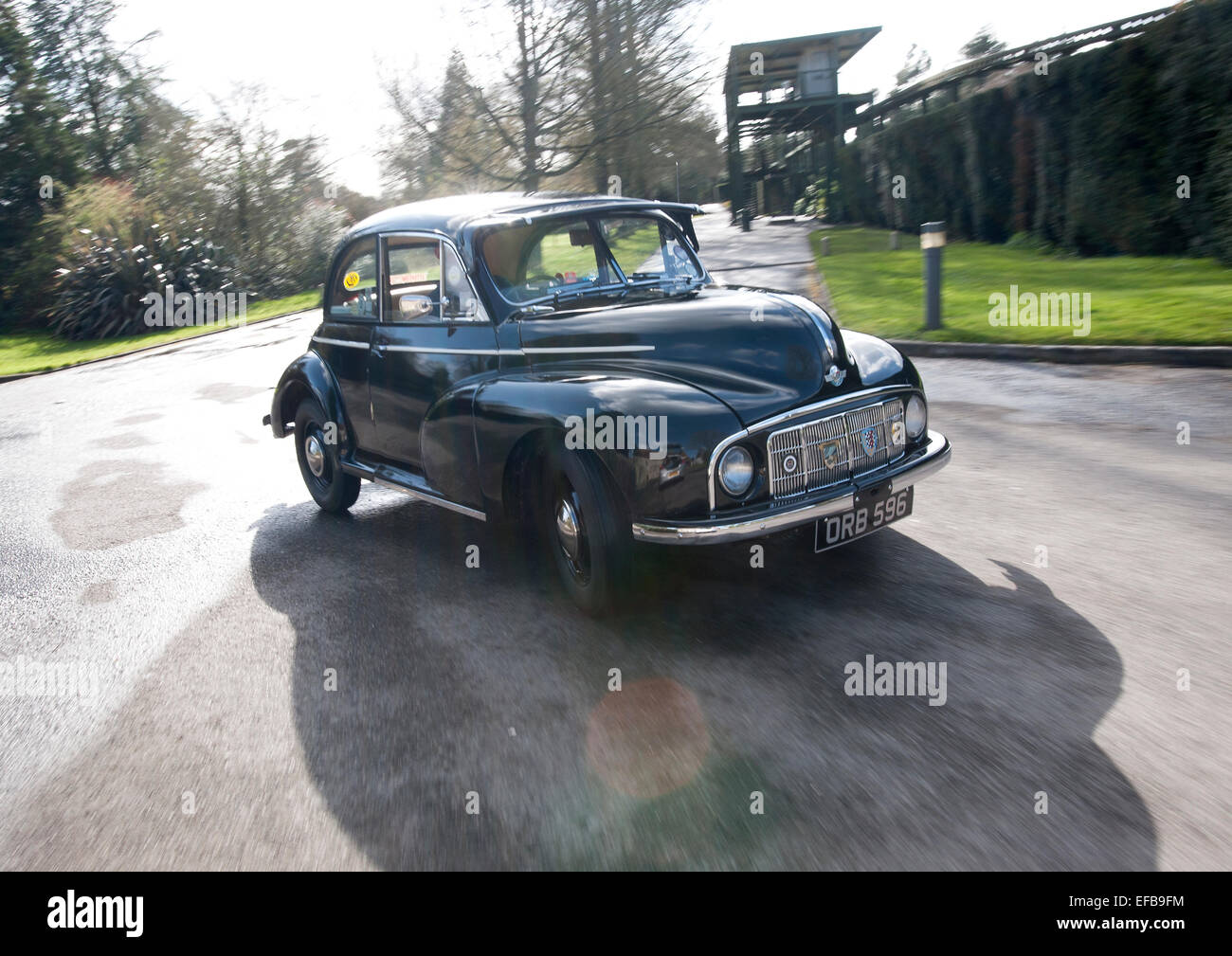 Morris Minor British classic car low light Stock Photo - Alamy