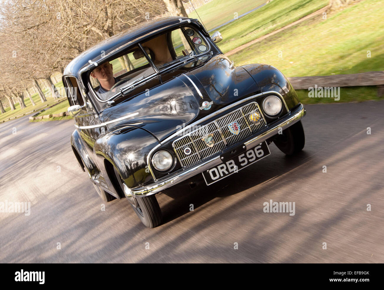 Morris Minor low light British classic car Stock Photo - Alamy
