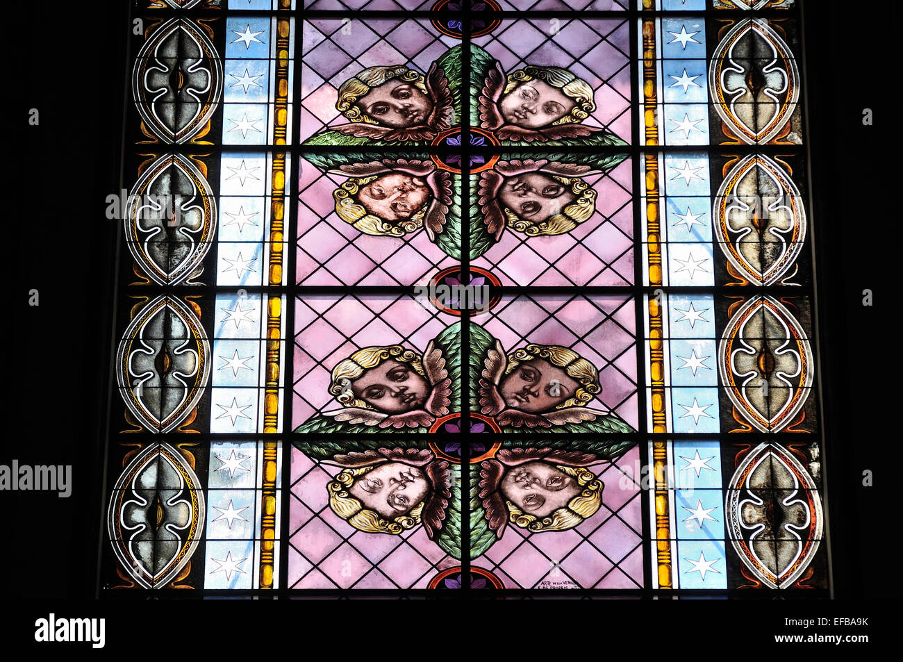 Stained glass windows in the Basilica of St. Mary of the Angels and the ...