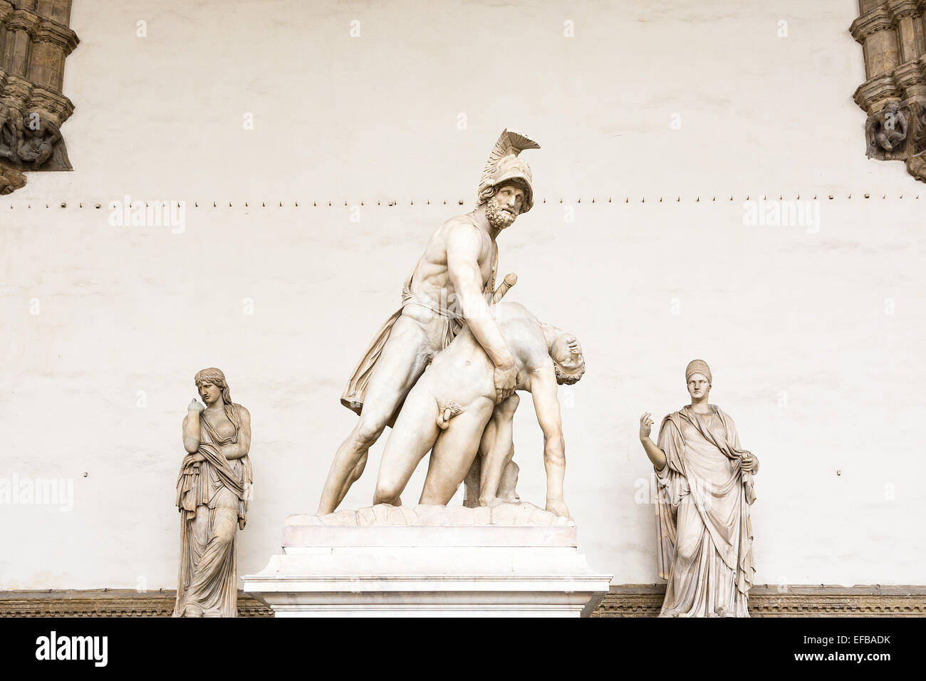 Florence,Italy-august 26,2014:the ancient sculpture Menelaus supporting ...
