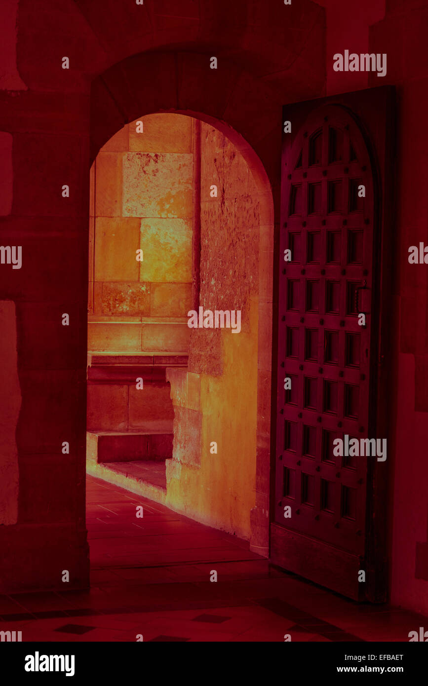 Open door in medieval castle Stock Photo - Alamy