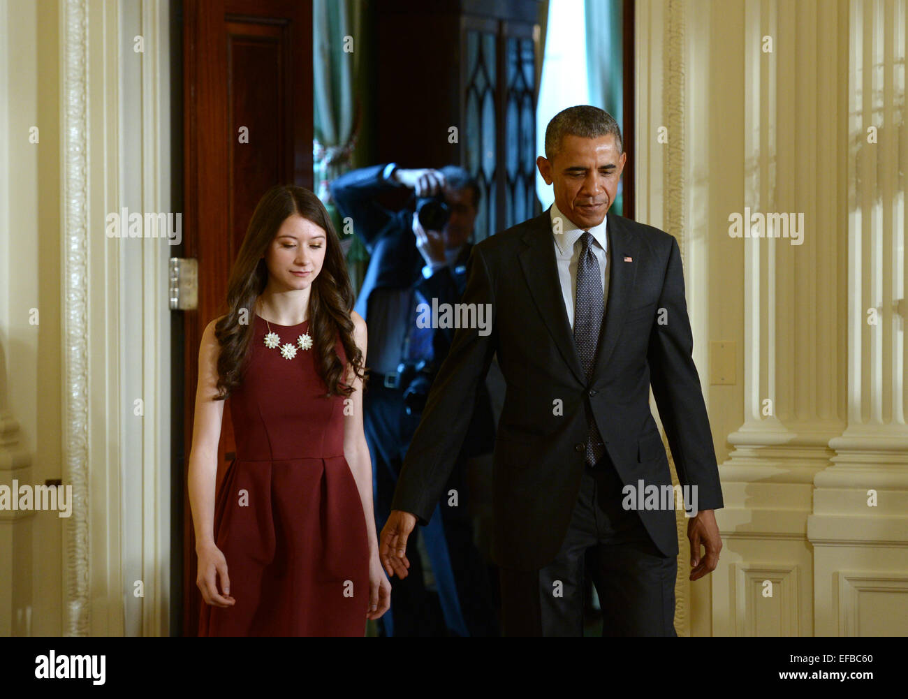 Washington, DC, USA. 30th Jan, 2015. U.S. President Barack Obama (R ...