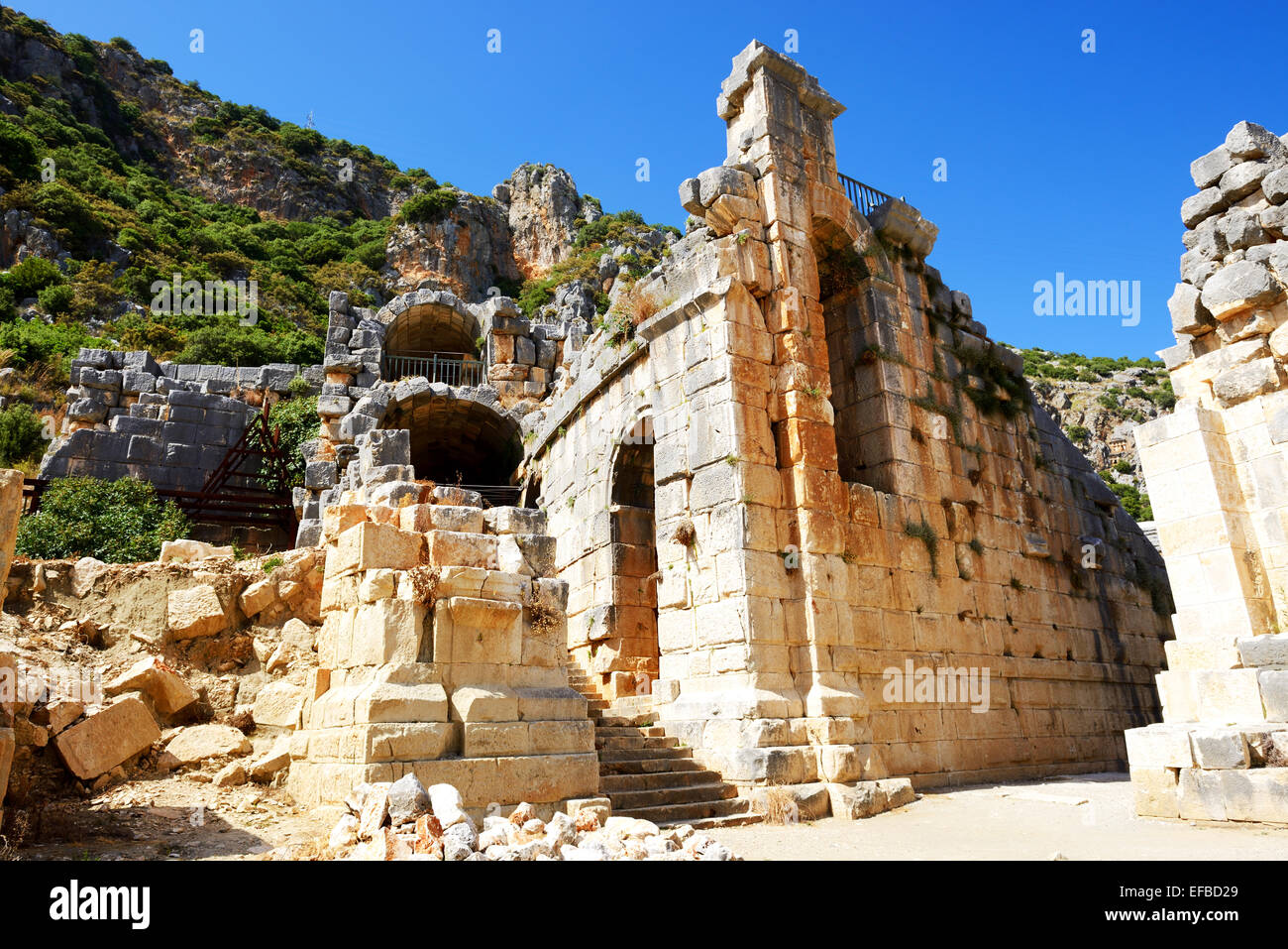 The ruins in amphitheater at Myra, Turkey Stock Photo - Alamy