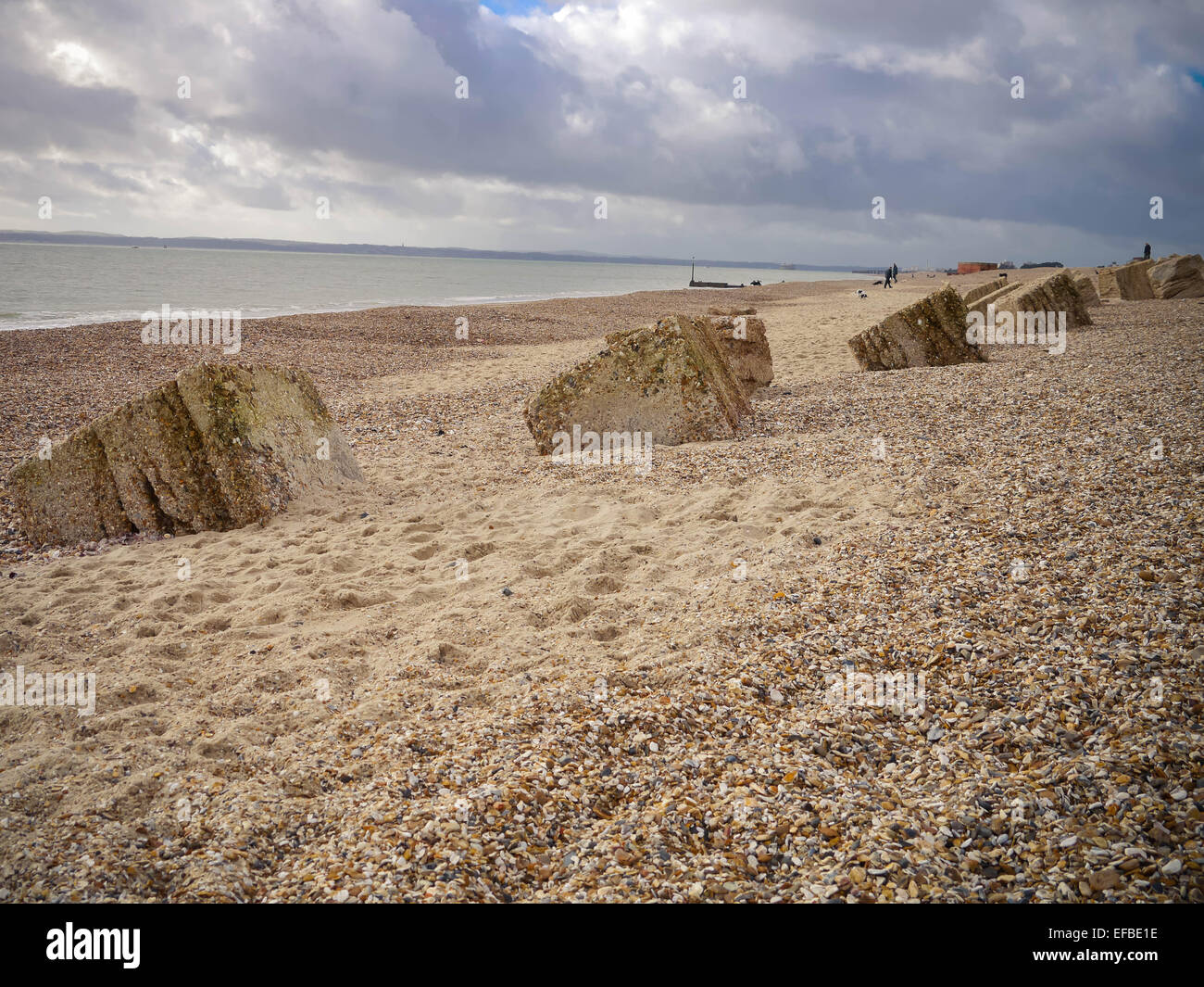 The remains of world War 2 Anti tank beach defences on Eastney beach ...
