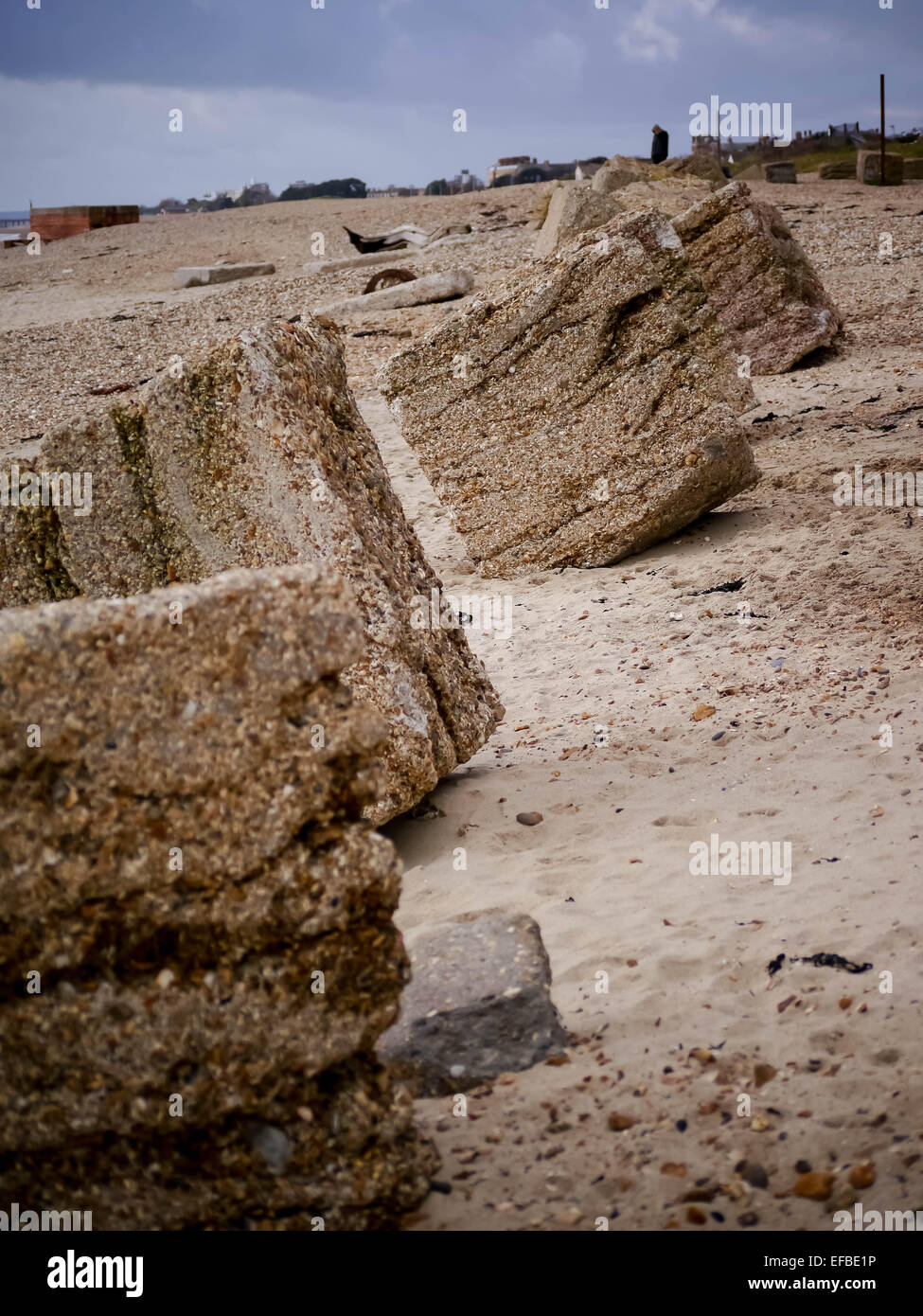 The remains of world War 2 Anti tank beach defences on Eastney beach ...