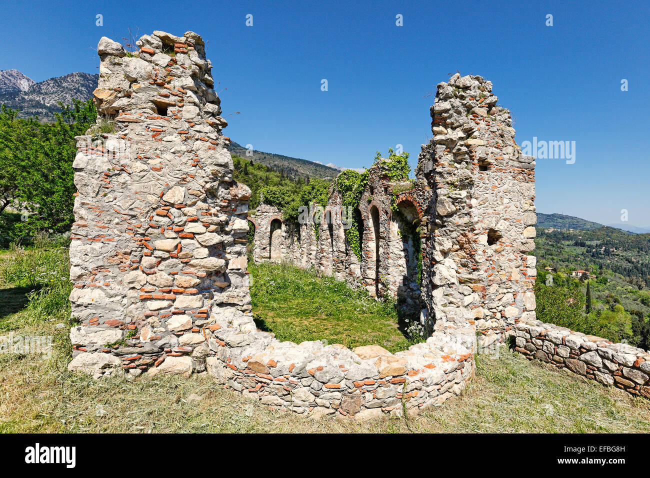 The Refectory of Saint Sophia Monastery in Mystras, Greece Stock Photo ...