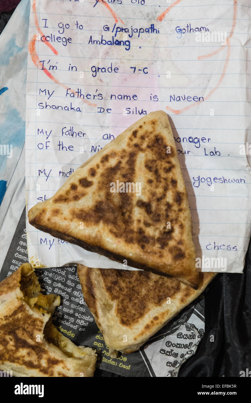 At town of Ella,Sri Lanka.Take out from cafe,vegetable samosa roti was ...