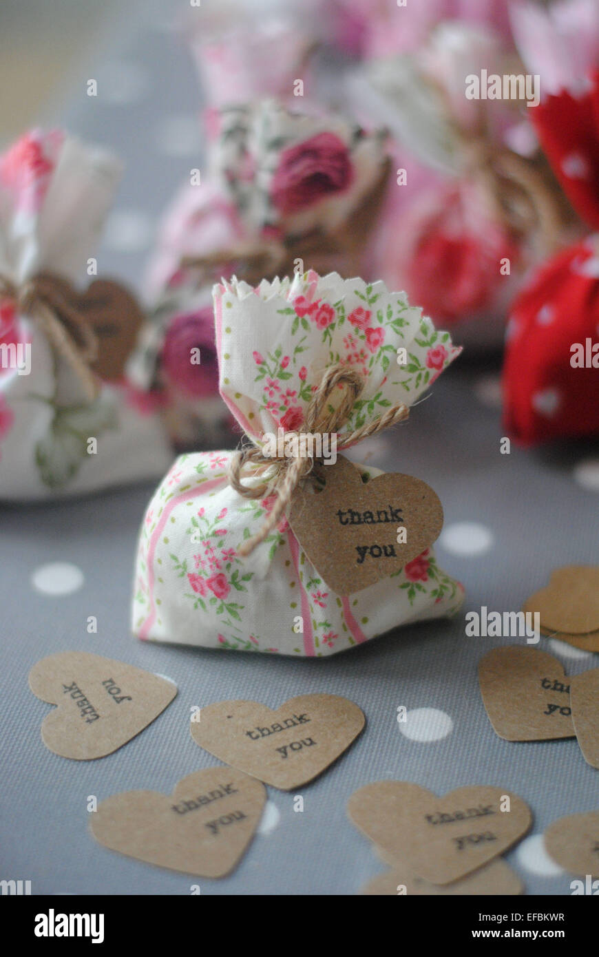 Handmade 'thank you' wedding favours Stock Photo - Alamy