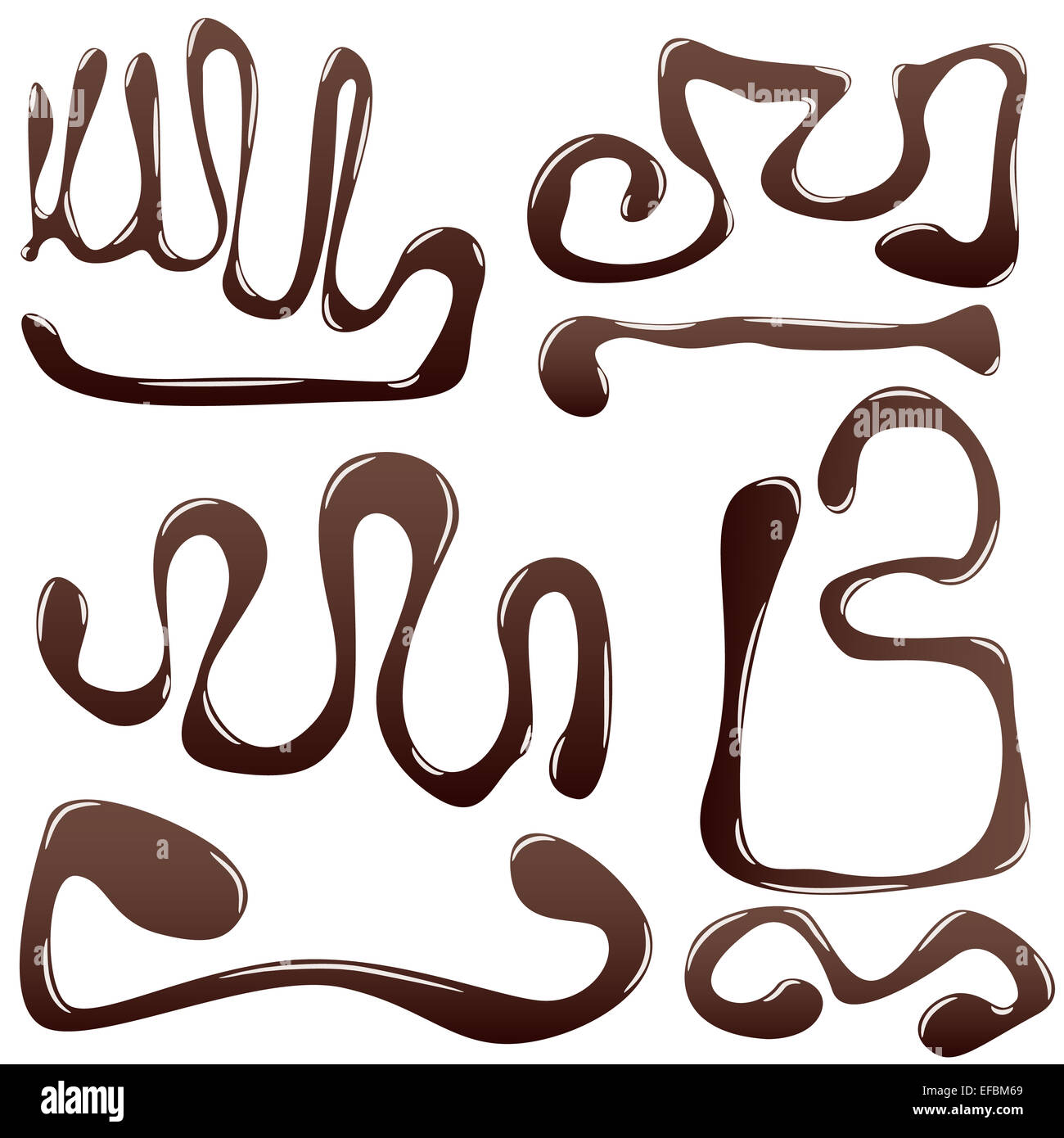 Set of chocolate sauce flow, drip Stock Photo - Alamy
