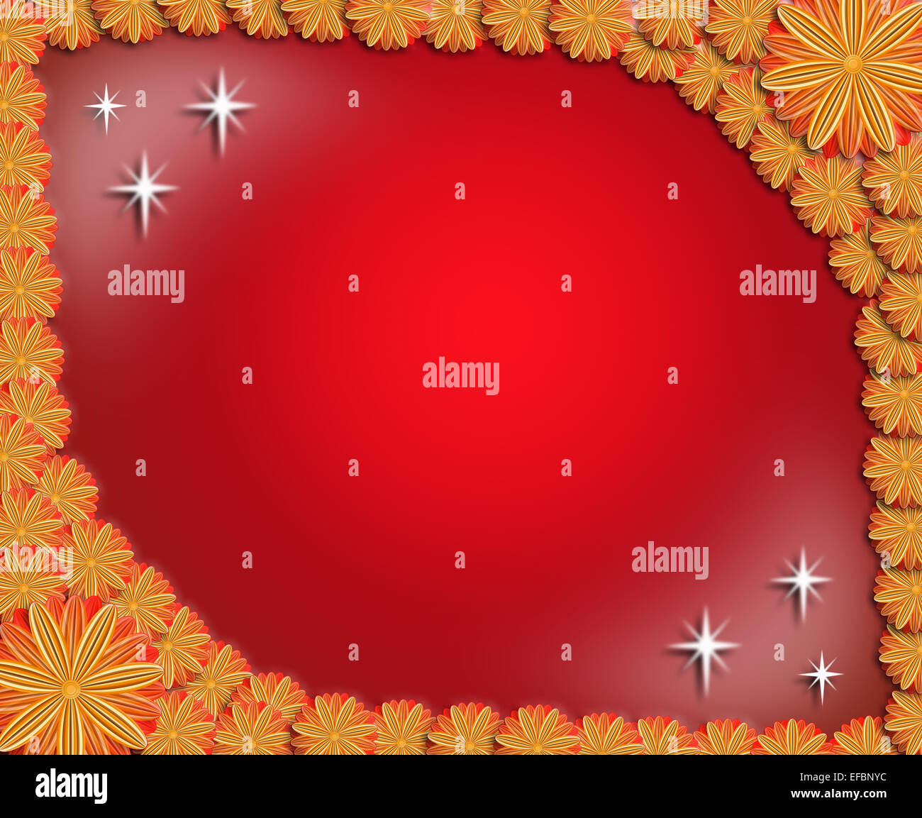 floral stylish frame from red and brown flowers. Trendy red card ...