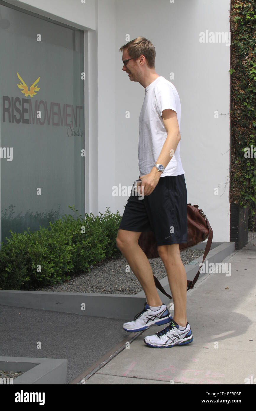 Stephen Merchant at Rise Movement personal training studio for a ...