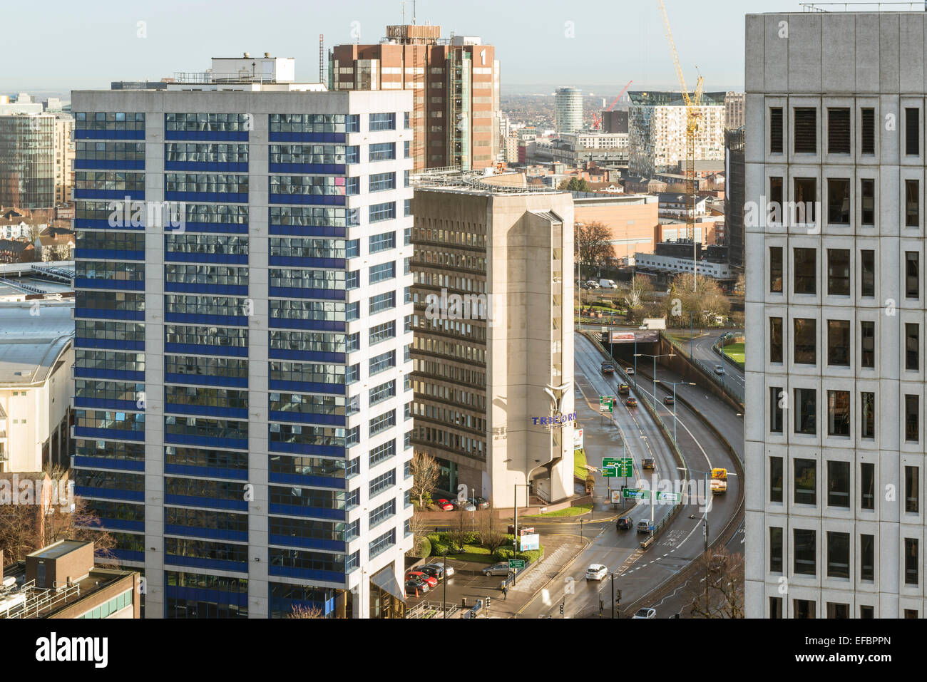 Office buildings in Birmingham, as seen from the Hagley Road Stock ...