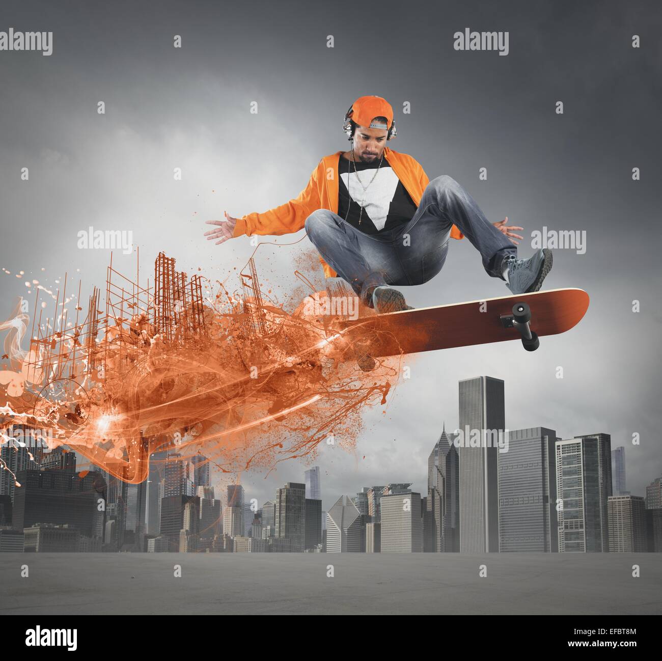 Fire with skate Stock Photo - Alamy