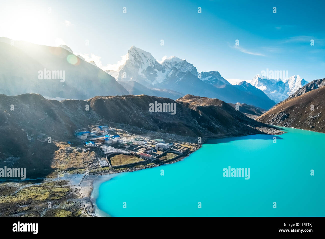 Beautiful snow-capped mountains with lake Stock Photo - Alamy