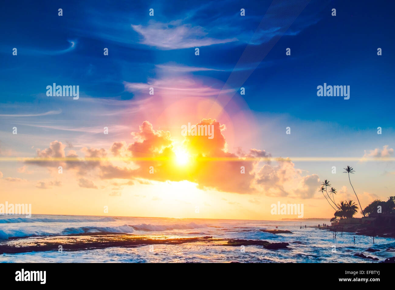 Sunset. blue sky and clouds Stock Photo - Alamy