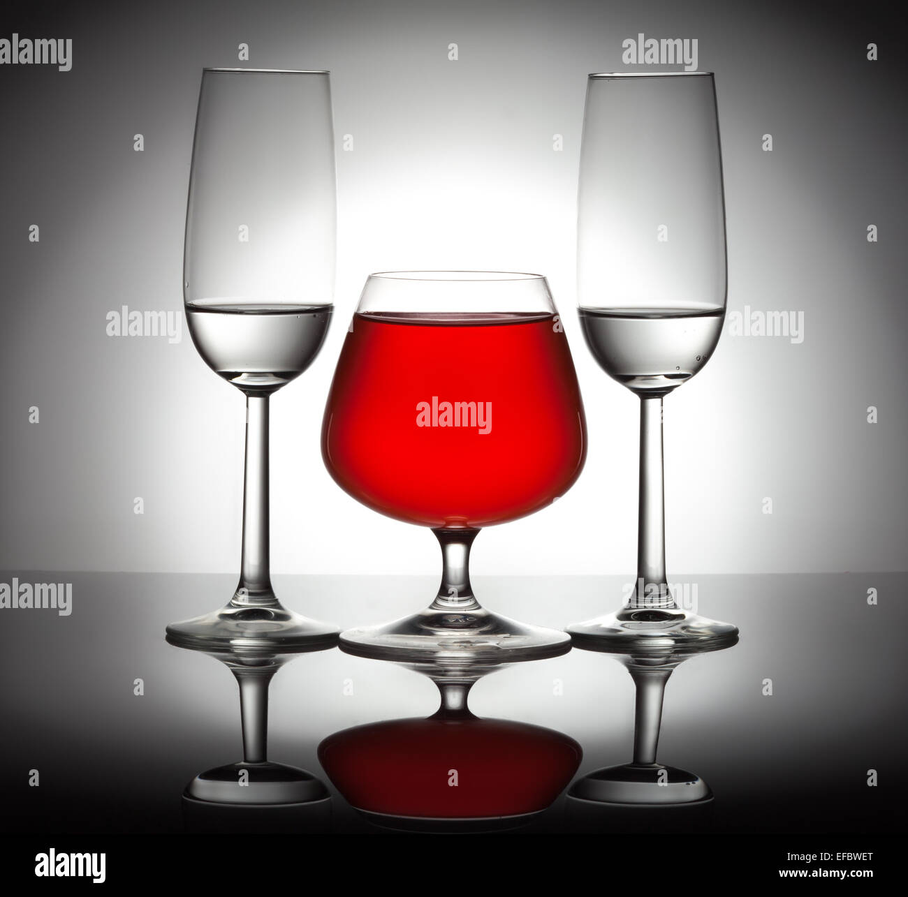 Stylish composition of three glasses Stock Photo - Alamy