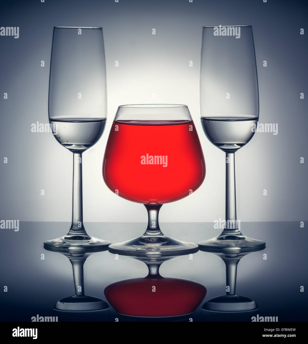 Stylish composition of three glasses Stock Photo - Alamy