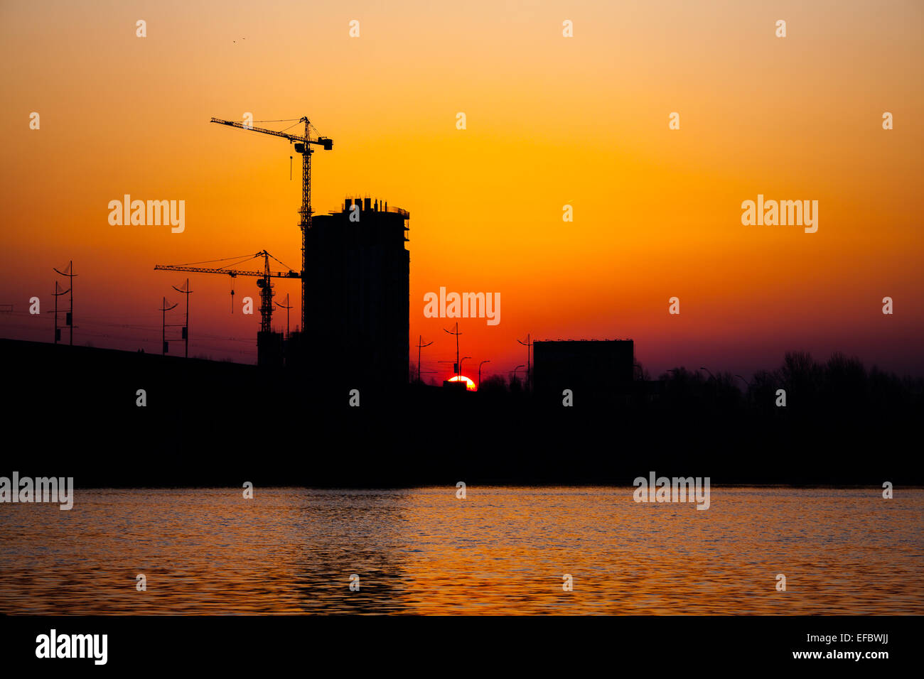 sunset over bridge Stock Photo - Alamy