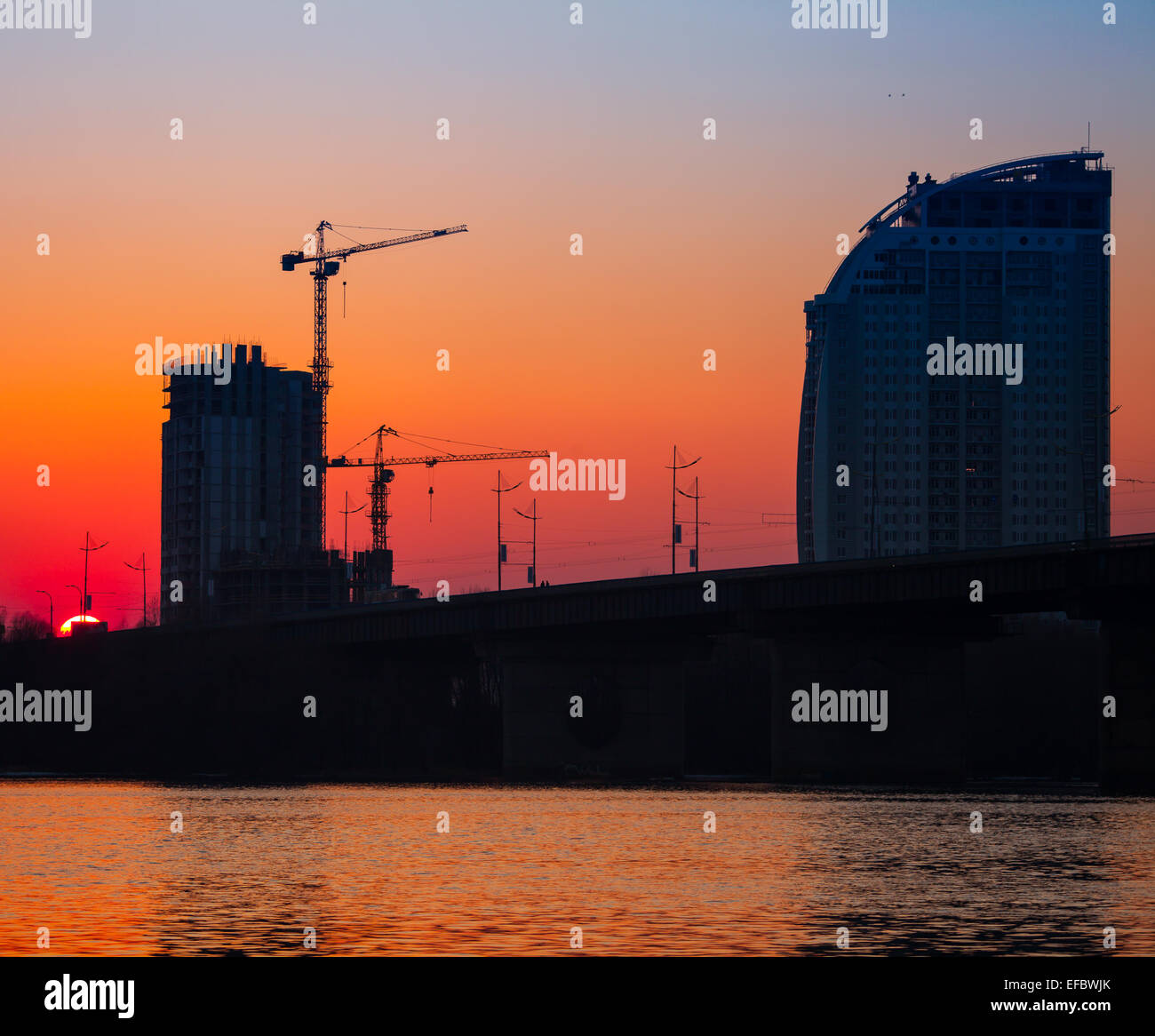 sunset over bridge Stock Photo - Alamy
