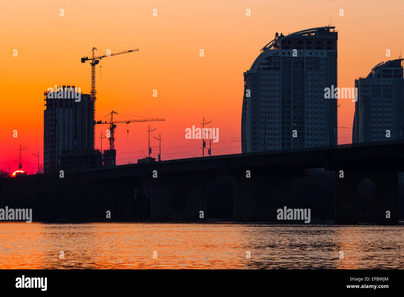 sunset over bridge Stock Photo - Alamy