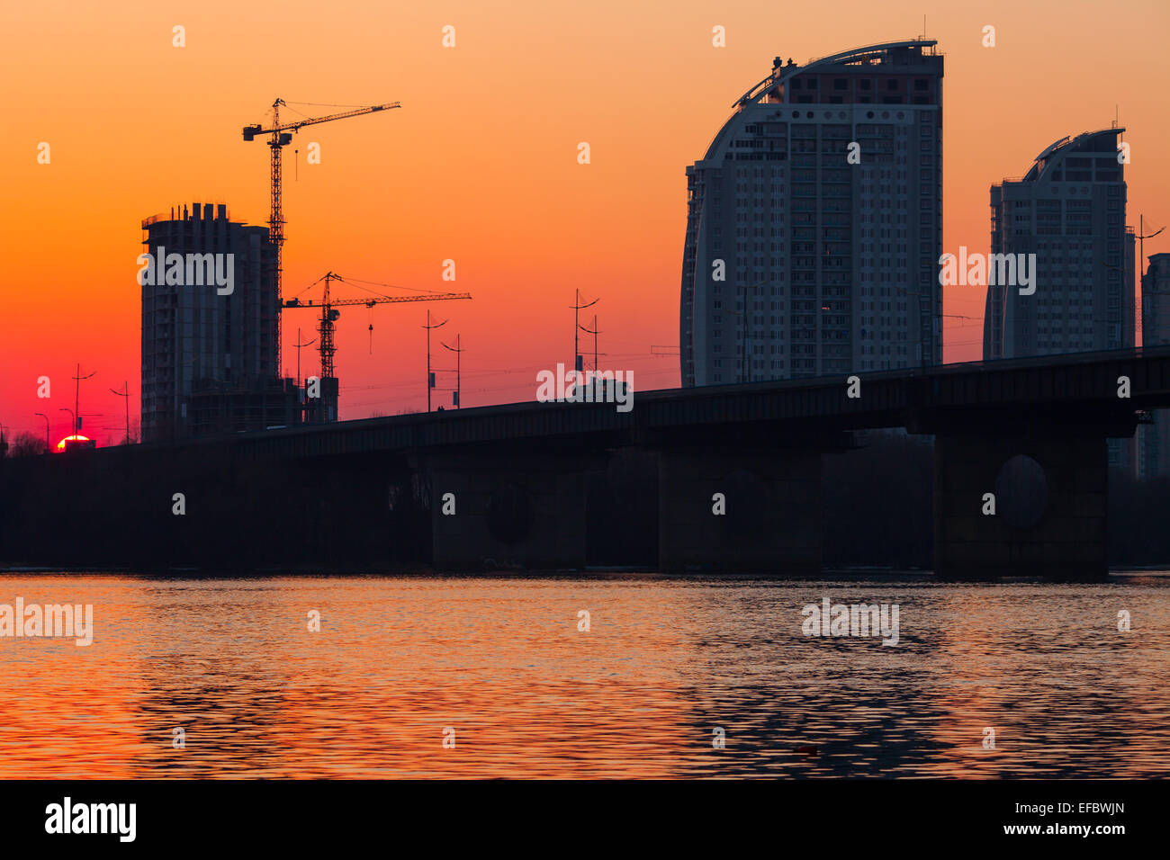 sunset over bridge Stock Photo - Alamy
