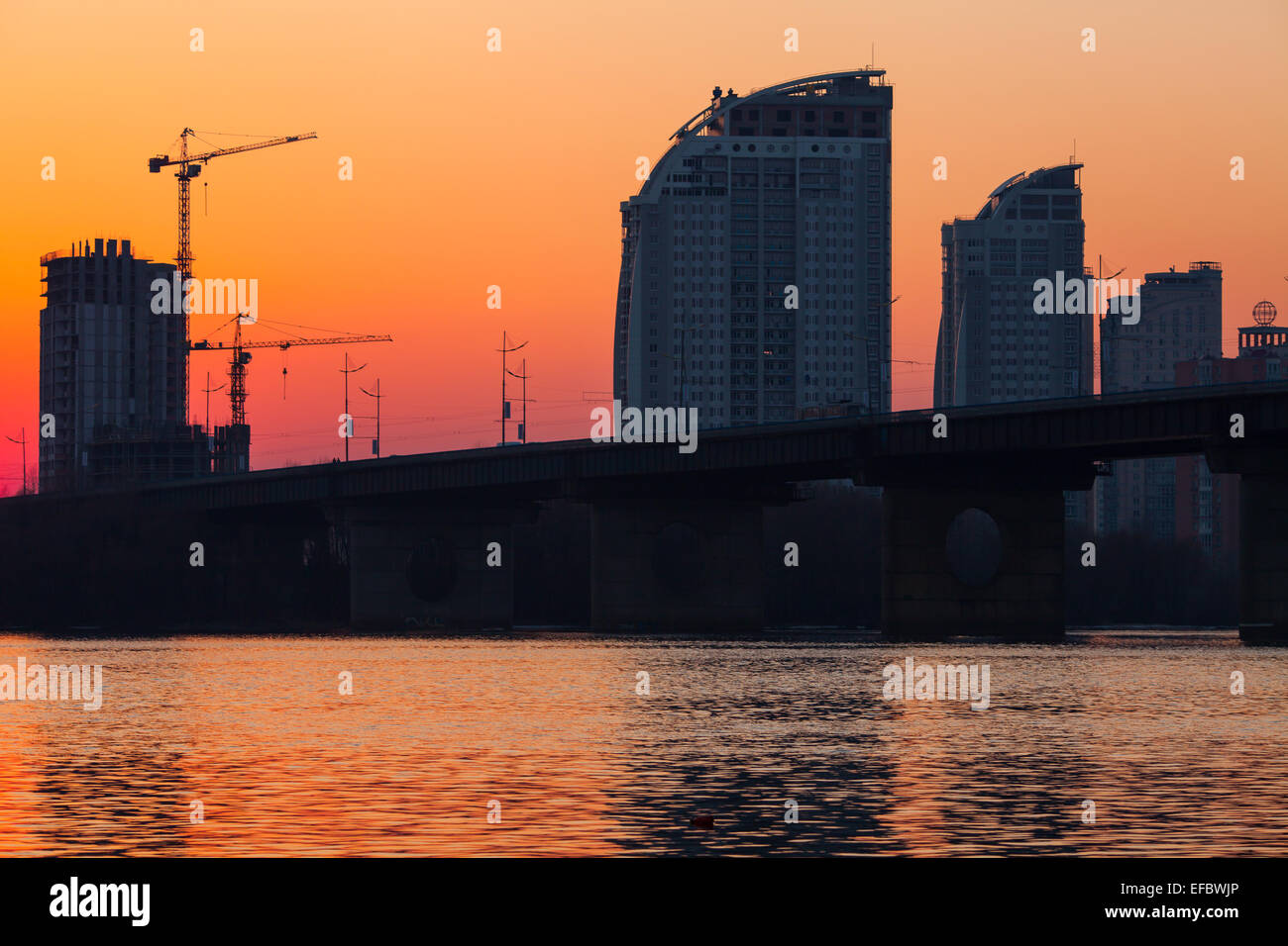 sunset over bridge Stock Photo - Alamy