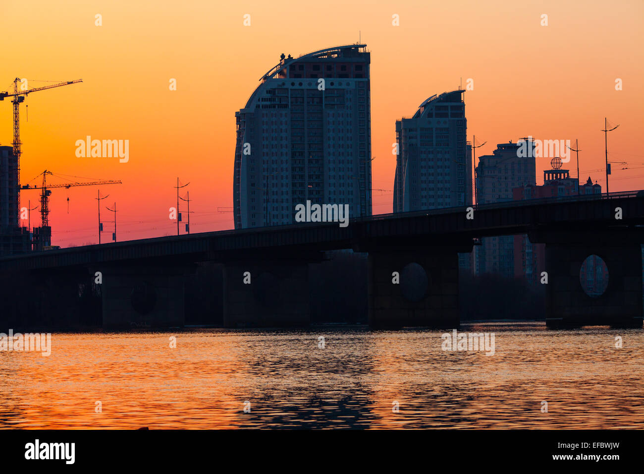sunset over bridge Stock Photo - Alamy