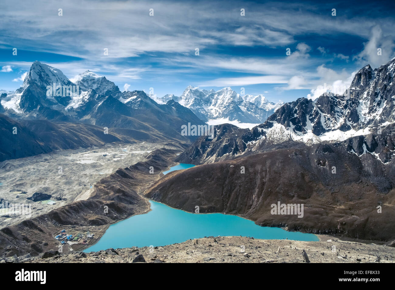 Beautiful snow-capped mountains with lake Stock Photo - Alamy