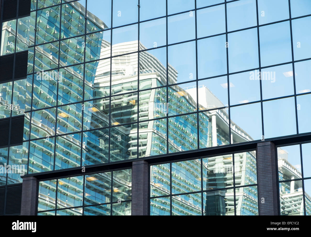 Colmore Row office building with a reflection of Snowhill offices ...