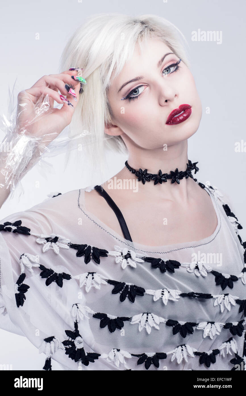 White look woman model Stock Photo - Alamy