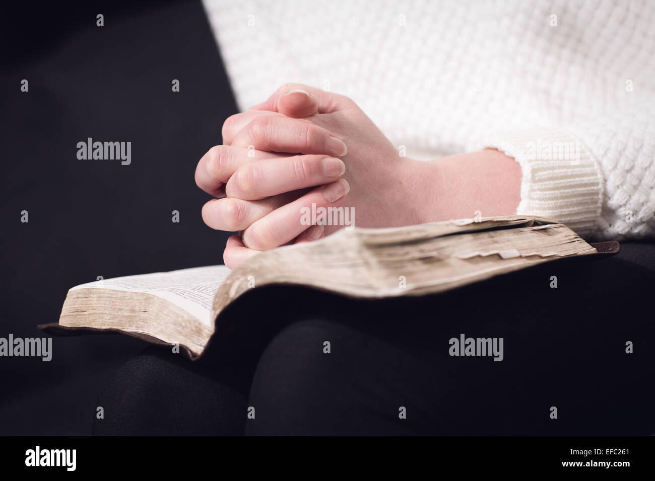 Reading bible and pray Stock Photo - Alamy