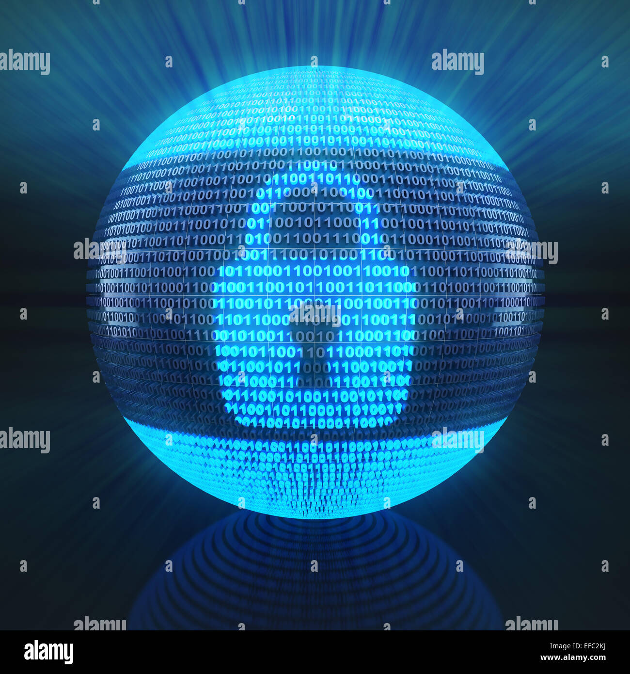 Lock symbol on globe formed by binary code Stock Photo - Alamy