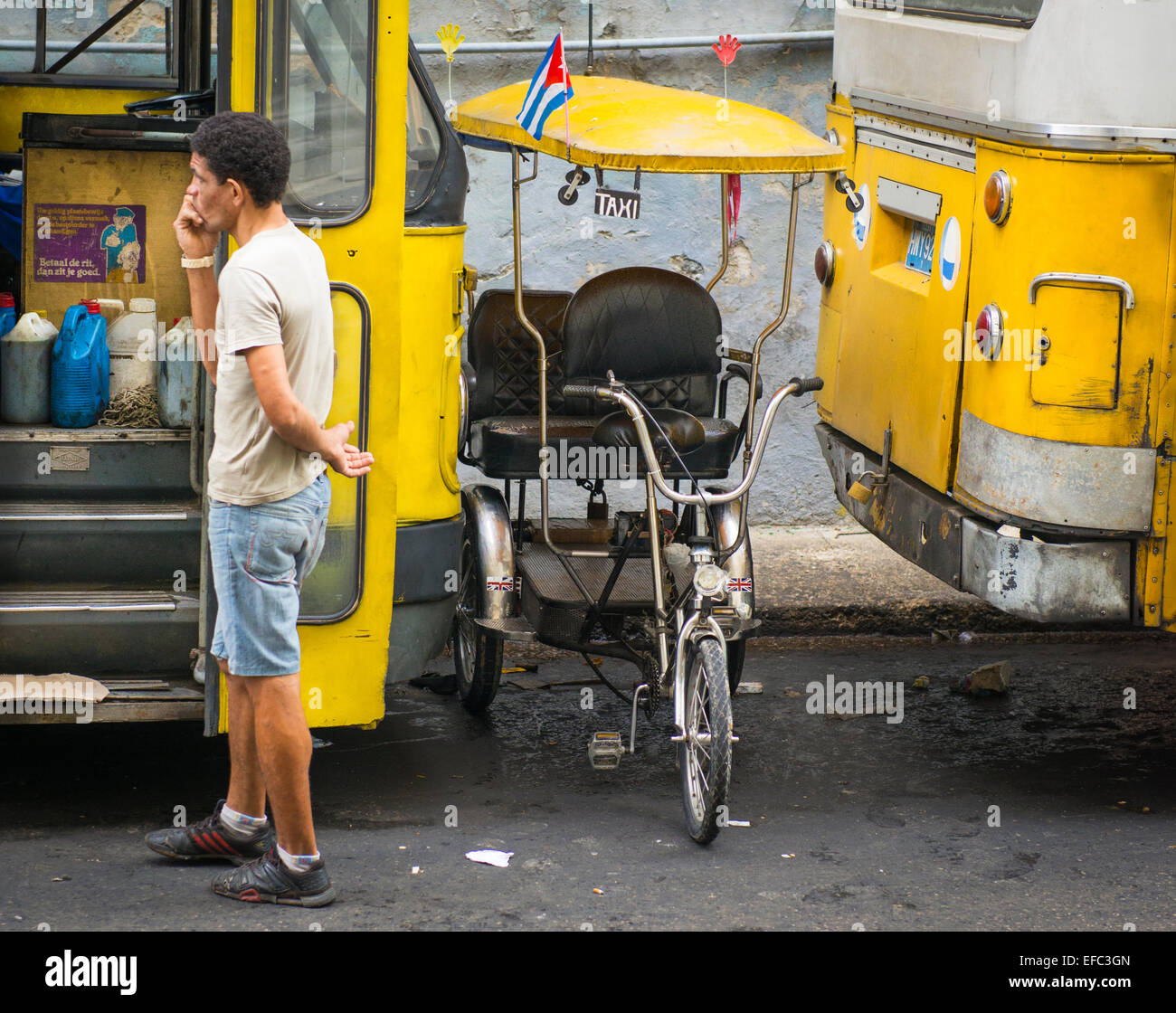Cuba Old Havana La Habana Vieja bicycle pedal rickshaw taxi cab ...