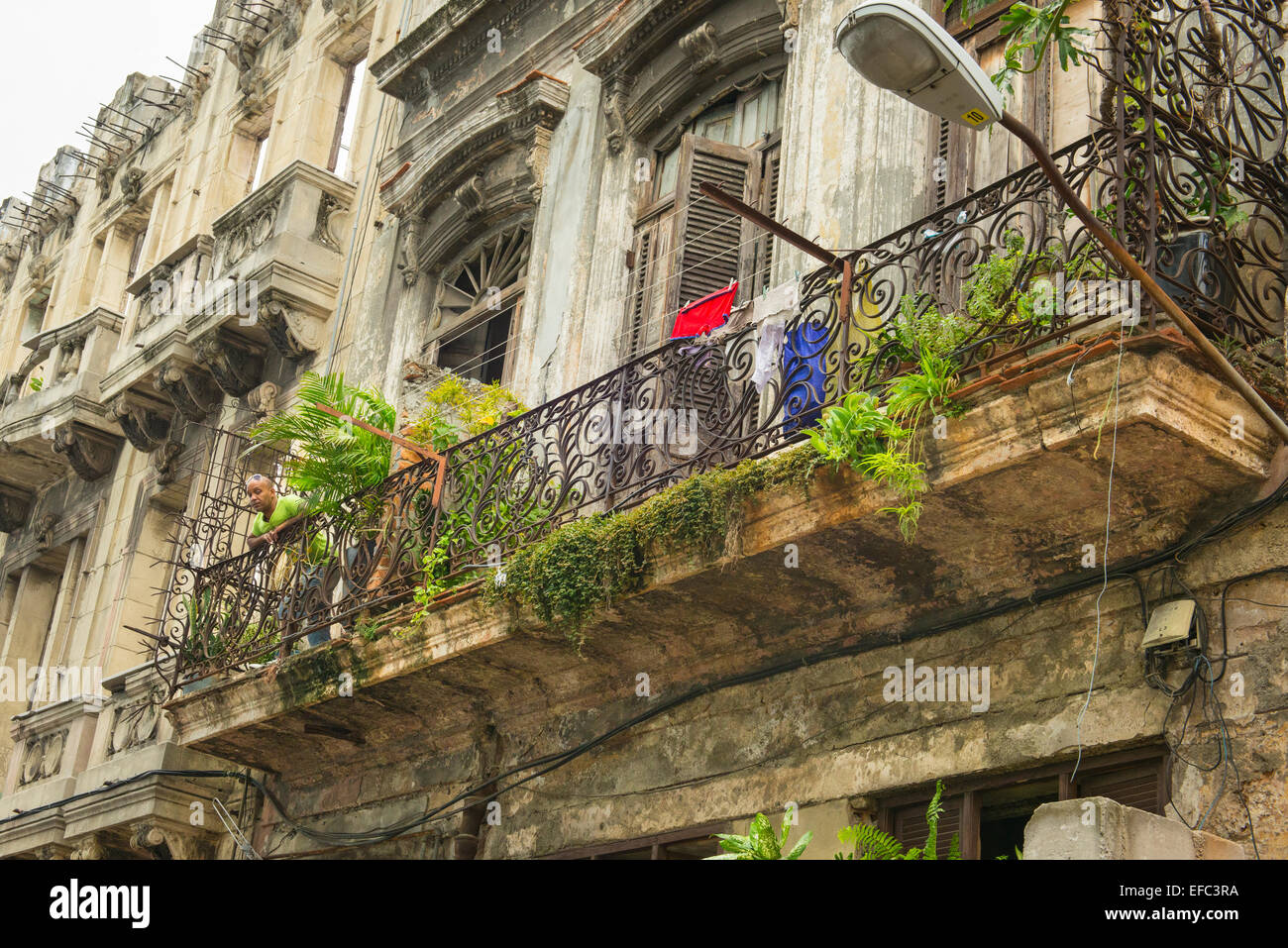 Cuba Old Havana La Habana Vieja typical old building block of flats ...