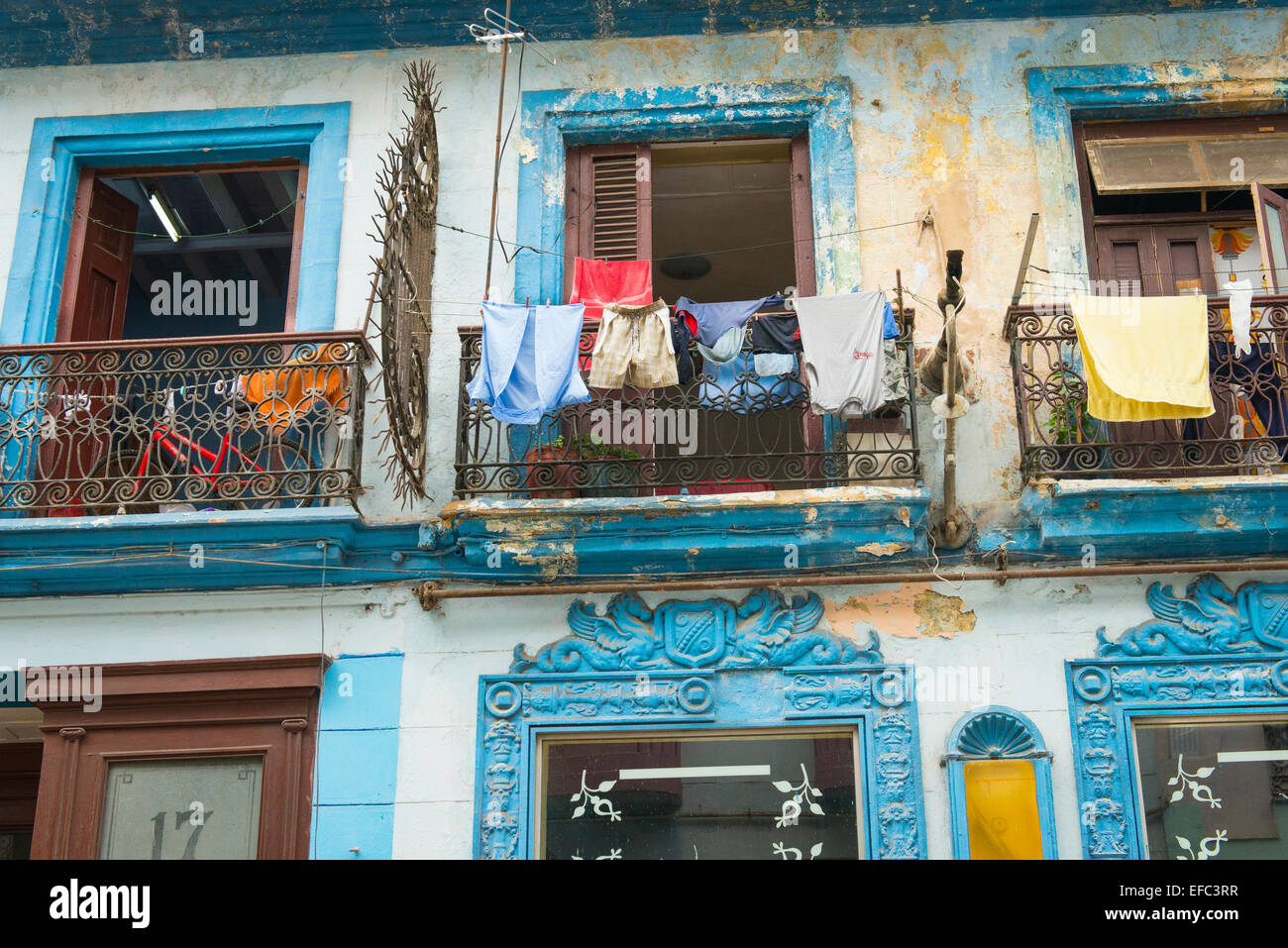 Cuba Old Havana La Habana Vieja typical building tenement block of ...