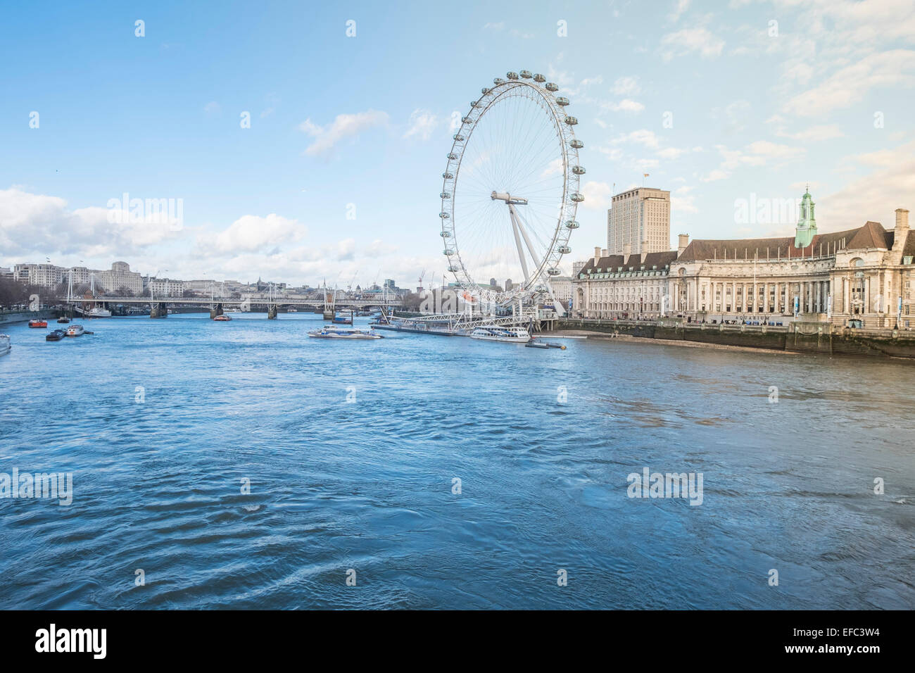 The London Eye, a giant Ferris wheel on the South Bank of the River ...