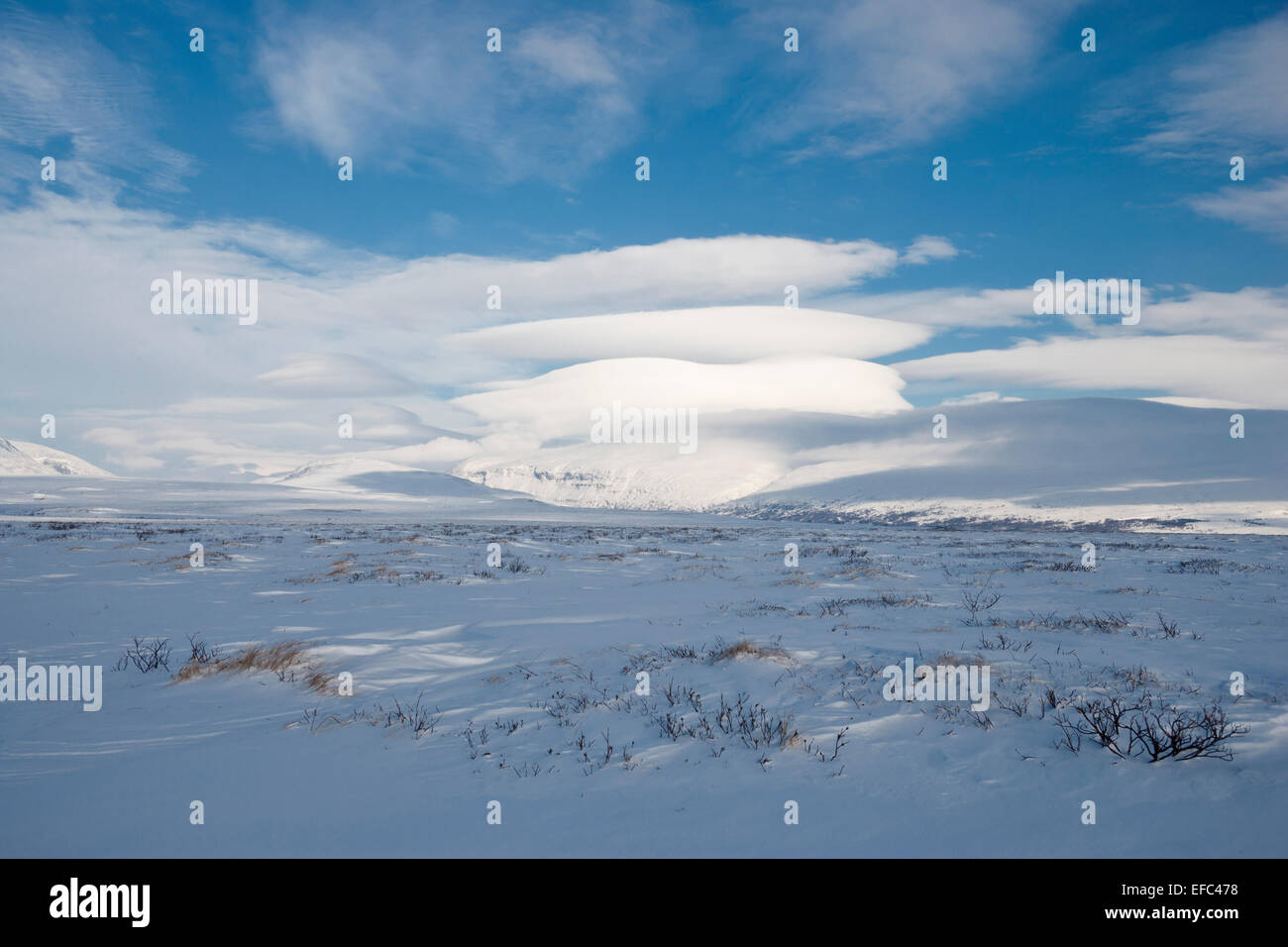 Lenticular clouds over Dovrefjell mountains Stock Photo - Alamy
