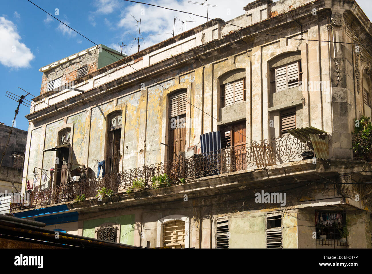 Cuba Old Havana La Habana Vieja typical dilapidated block of flats ...