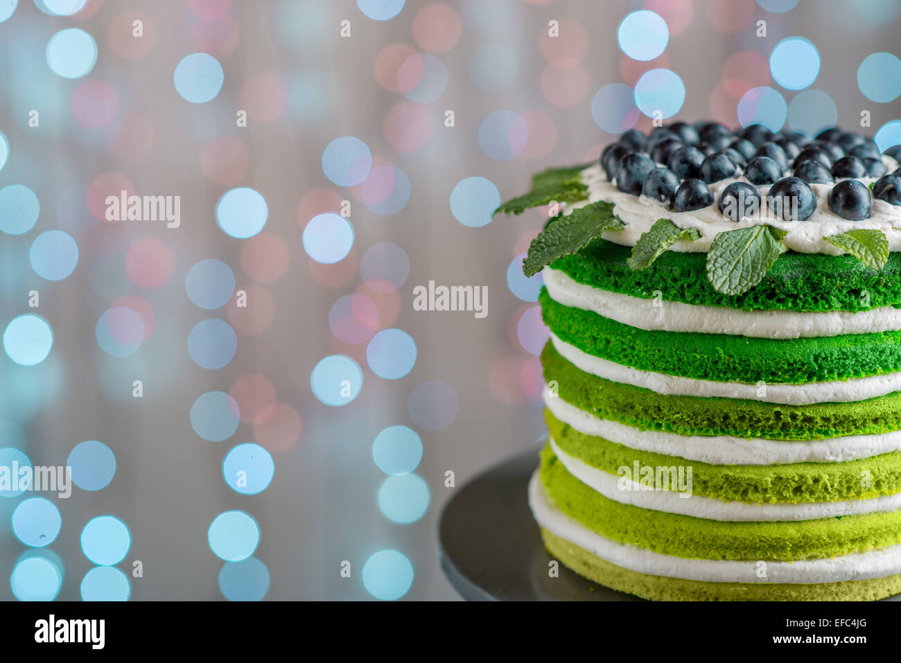 Nice sponge happy birthday cake with mascarpone and grapes on the cake ...