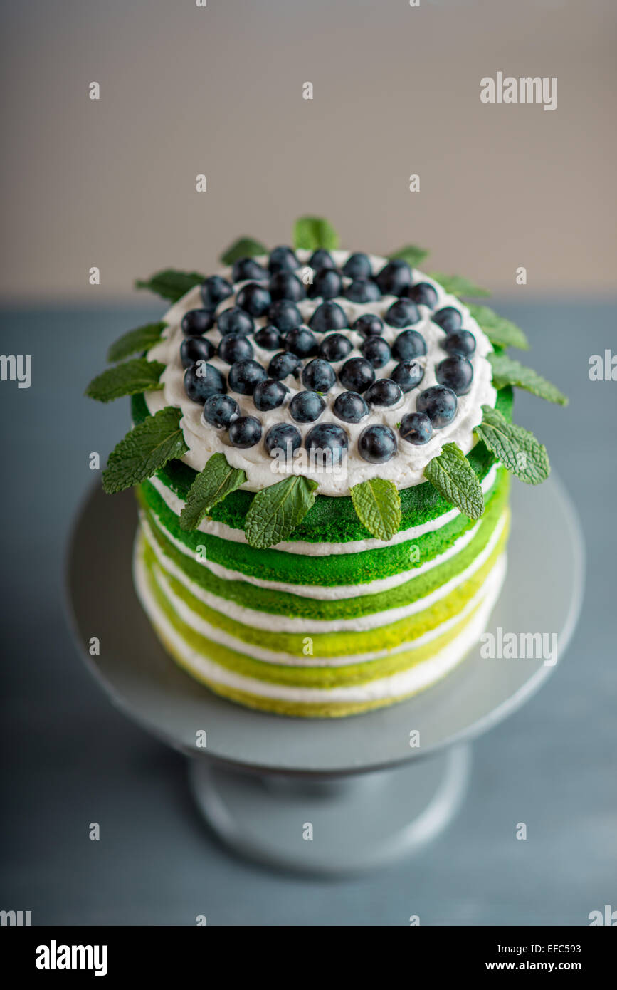 Nice sponge happy birthday cake with mascarpone and grapes on the cake ...