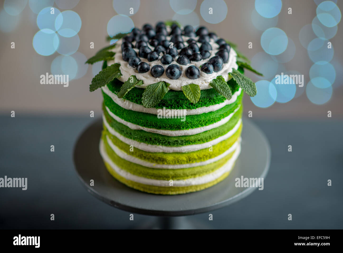 Nice sponge happy birthday cake with mascarpone and grapes on the cake ...