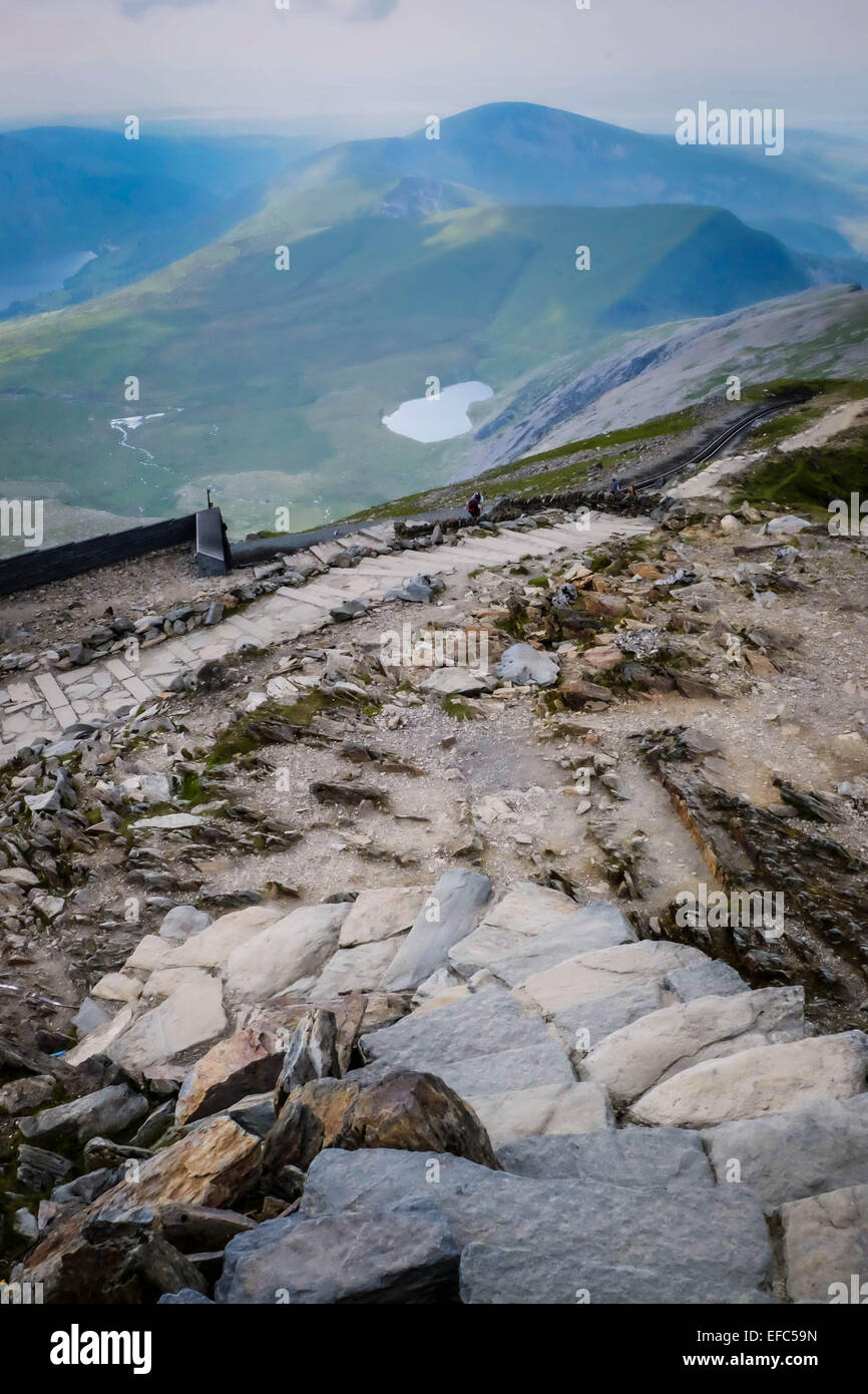 View from the summit down the steps Stock Photo - Alamy