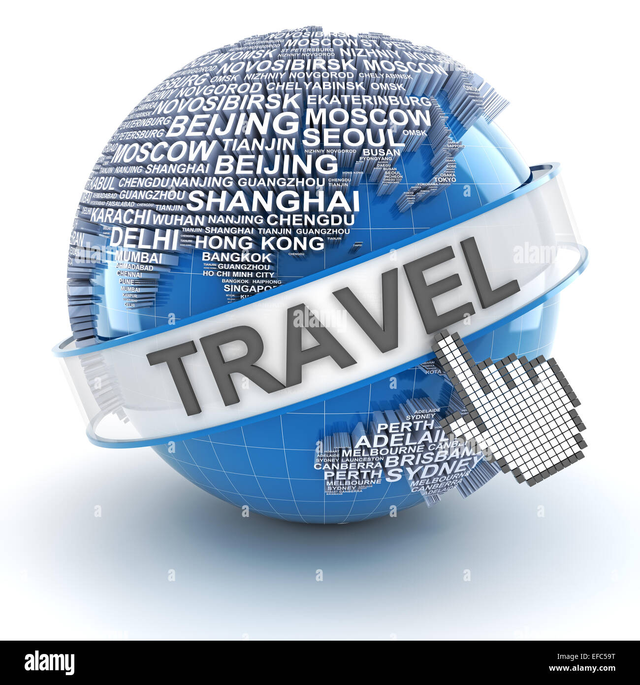 Global travel, 3d render Stock Photo - Alamy