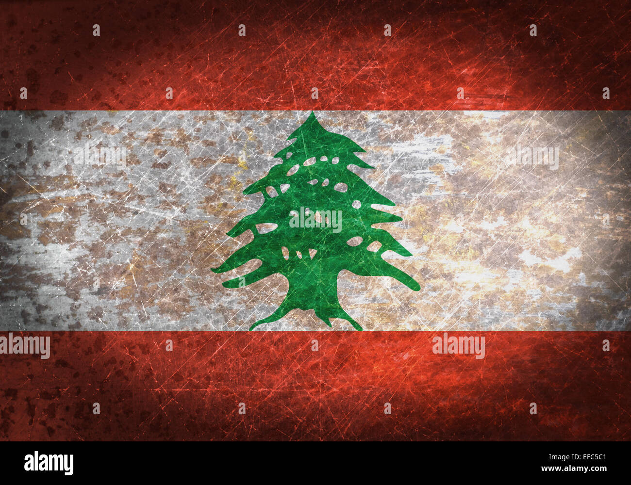 Old rusty metal sign with a flag - Lebanon Stock Photo - Alamy