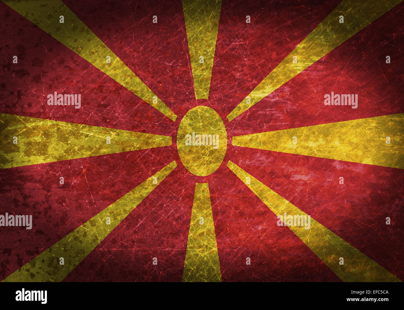 Old rusty metal sign with a flag - Macedonia Stock Photo - Alamy
