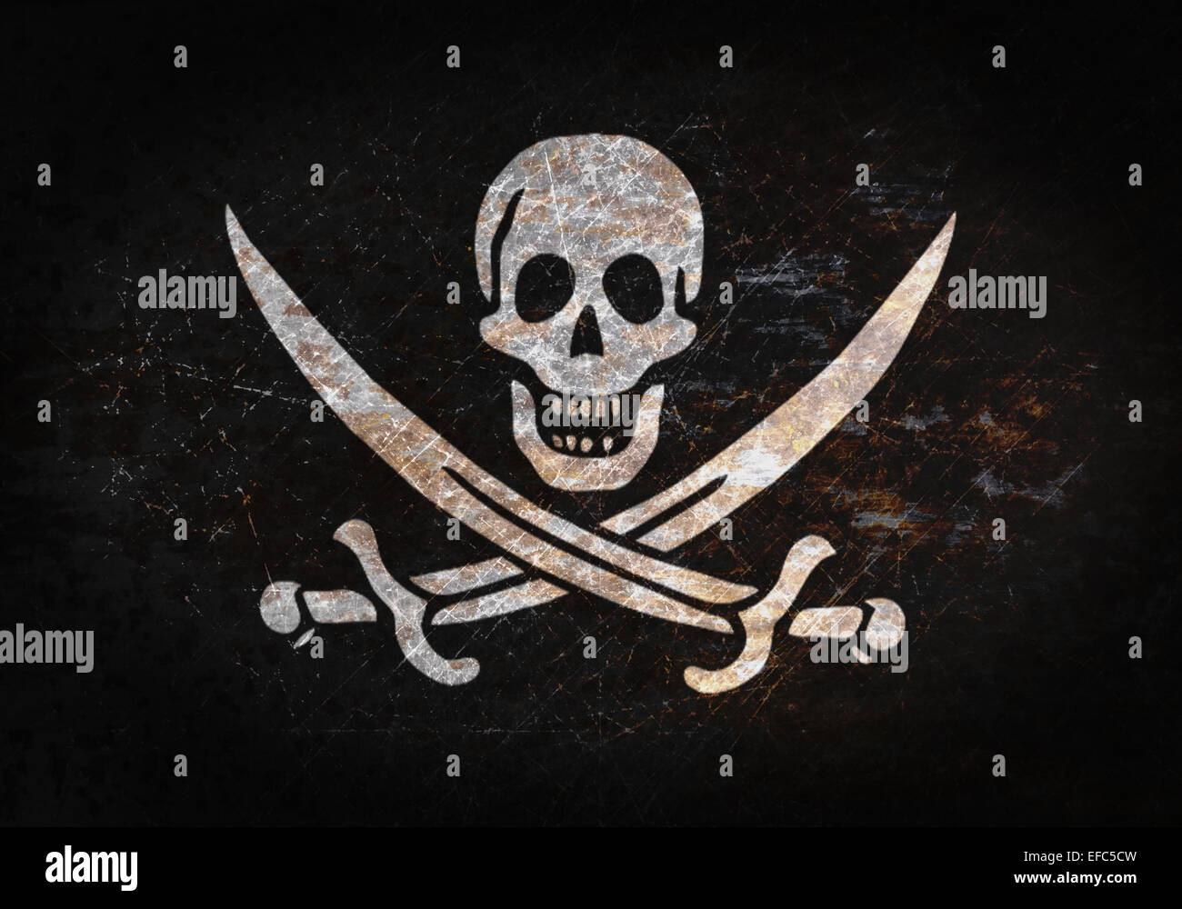 Old rusty metal sign with a flag - Pirate Stock Photo - Alamy