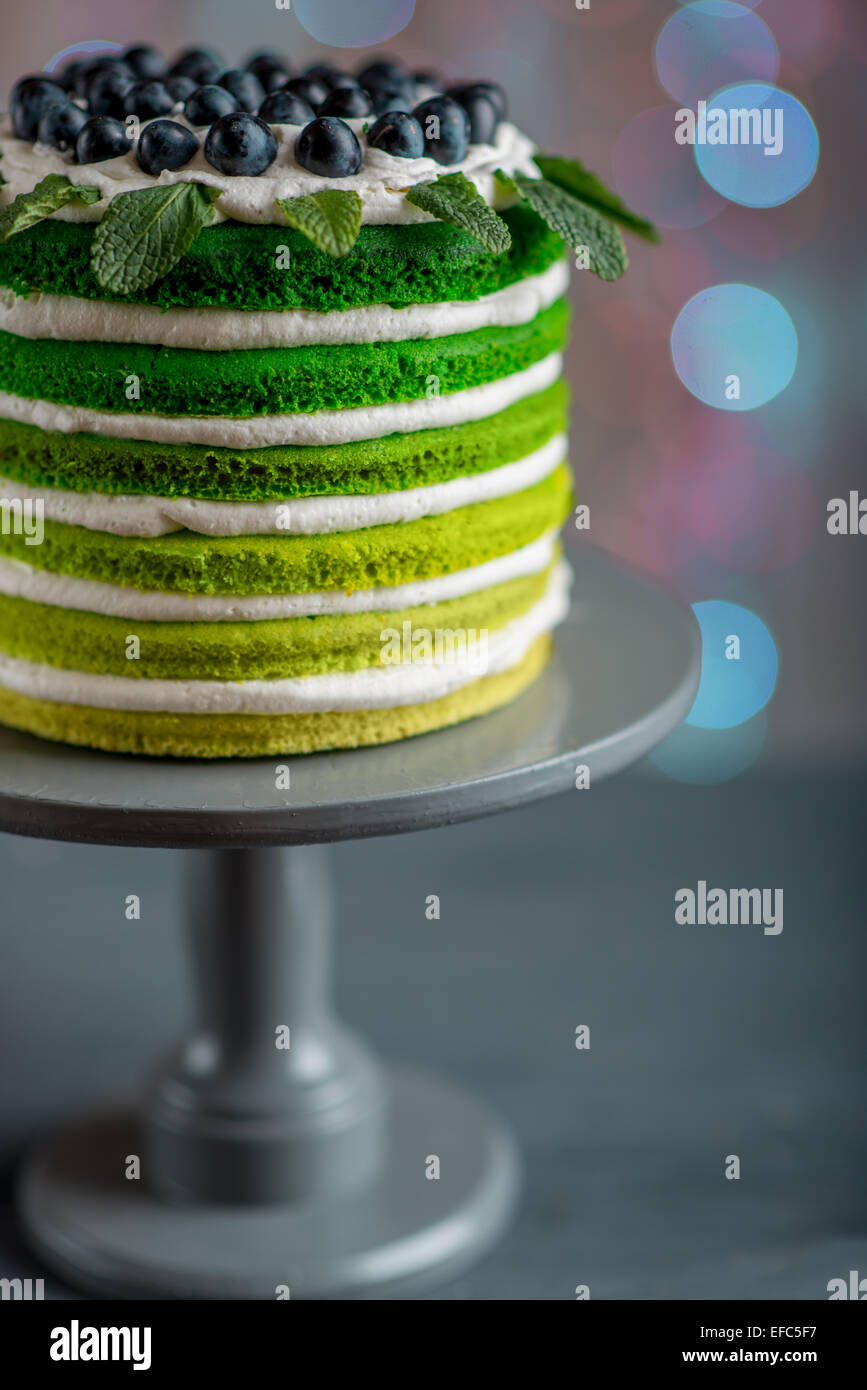 Nice sponge happy birthday cake with mascarpone and grapes on the cake ...