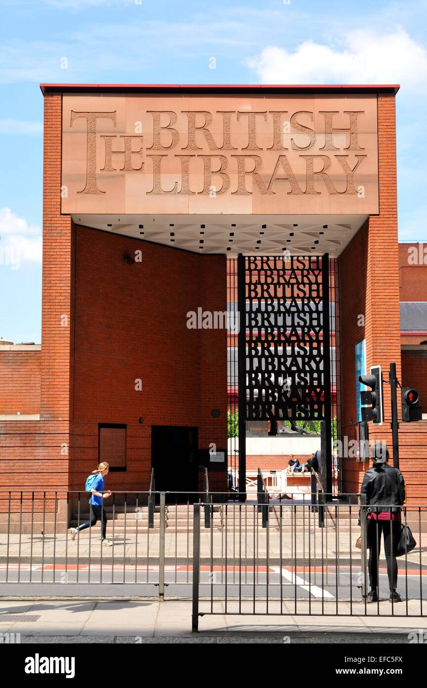Architectural detail of the entrance to the famous British Library ...
